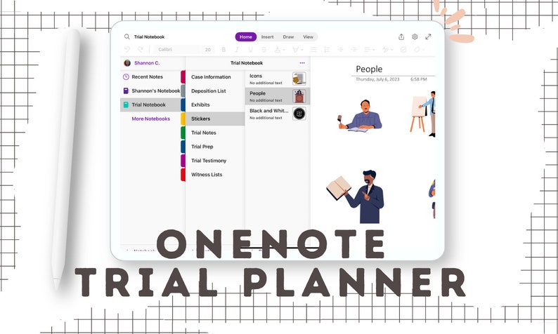 Onenote Trial Prep Planner | Legal Planner Onenote | Paralegal Planner ...