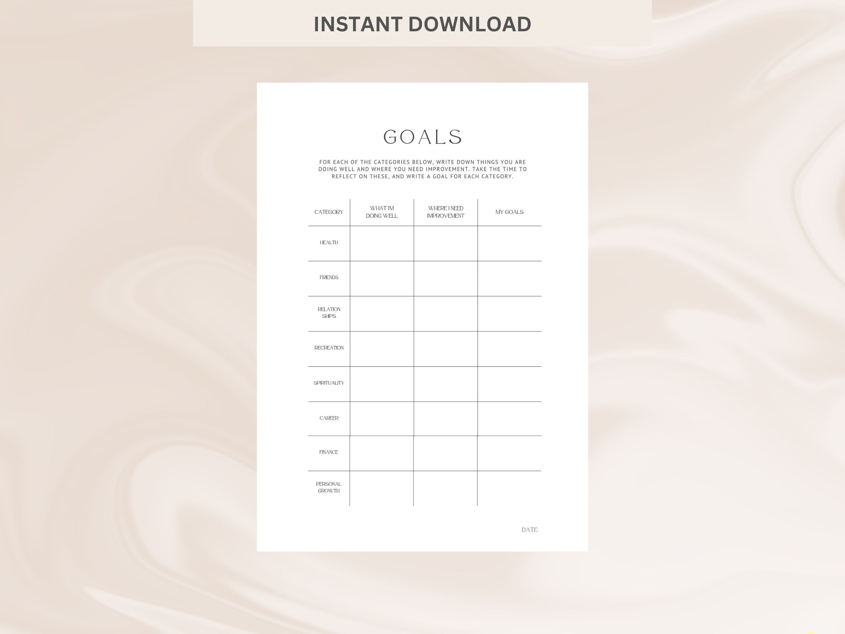 Wheel of Life - Printable Life Goal Planner, Self Improvement, Self ...