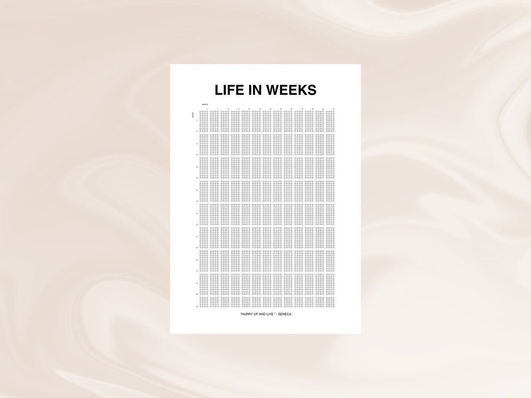 Life in Weeks Poster | Inspiring Reflection, Seneca Quote (PDF & PNG ...