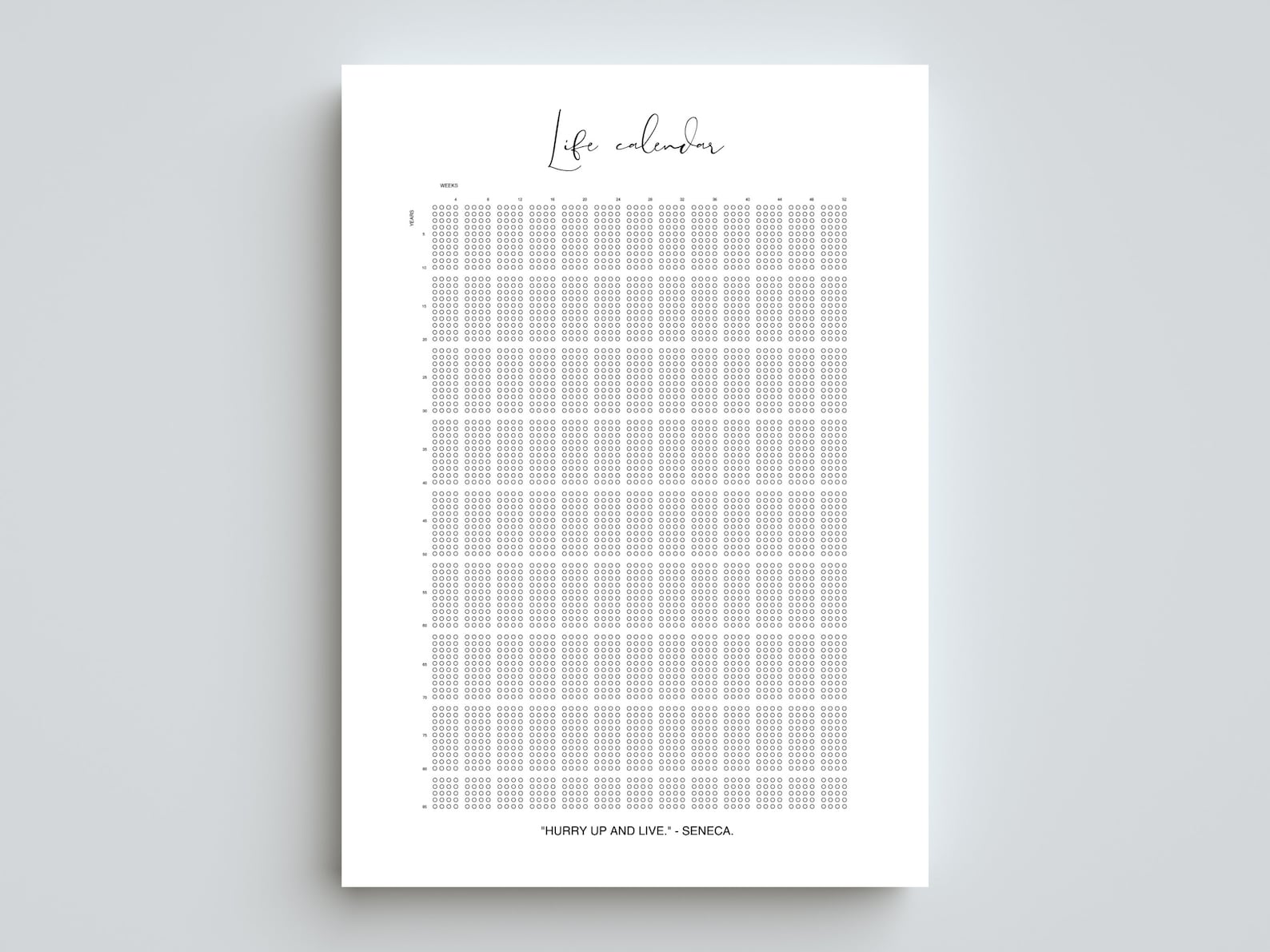 Life Calendar | My Life in Weeks Poster | Weeks of My Life Calendar ...
