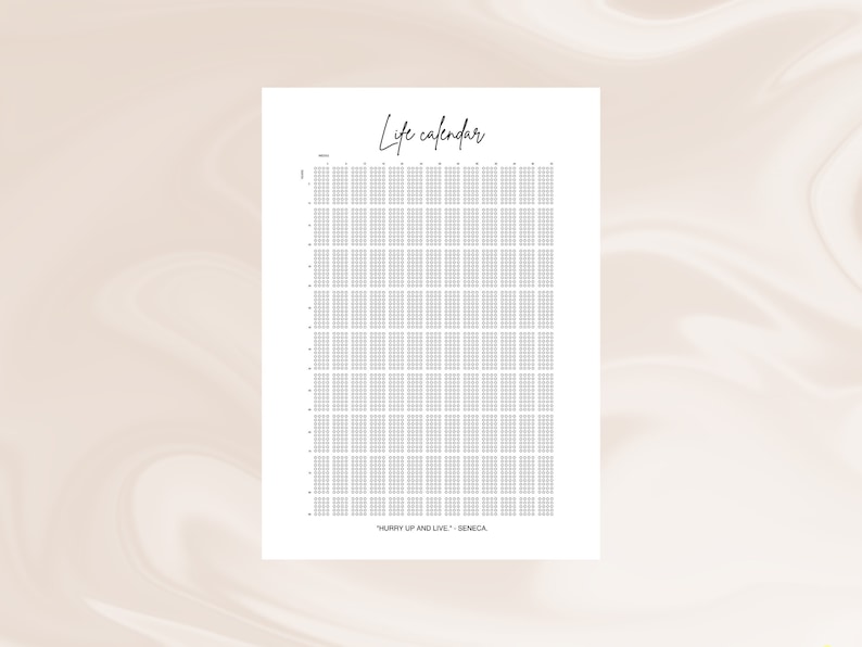 Life Calendar | My Life in Weeks Poster | Weeks of My Life Calendar ...