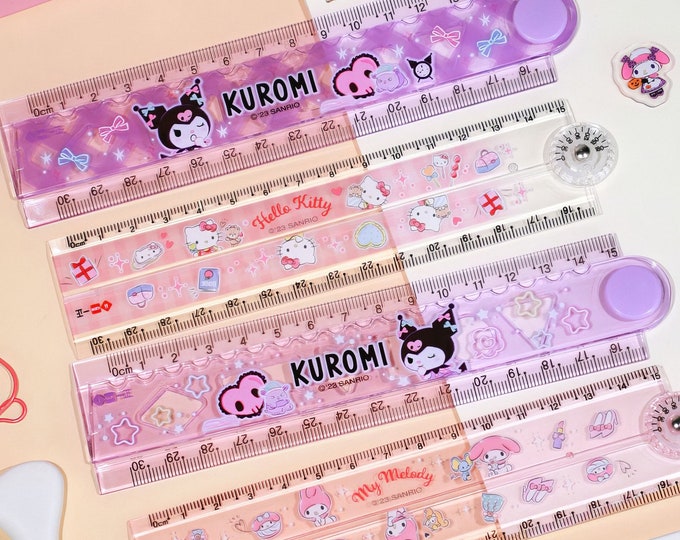 Random Kawaii Kuromi Folding Rulers, Cute Cartoon Animal Plastic Rulers for Drawing, Measuring ...