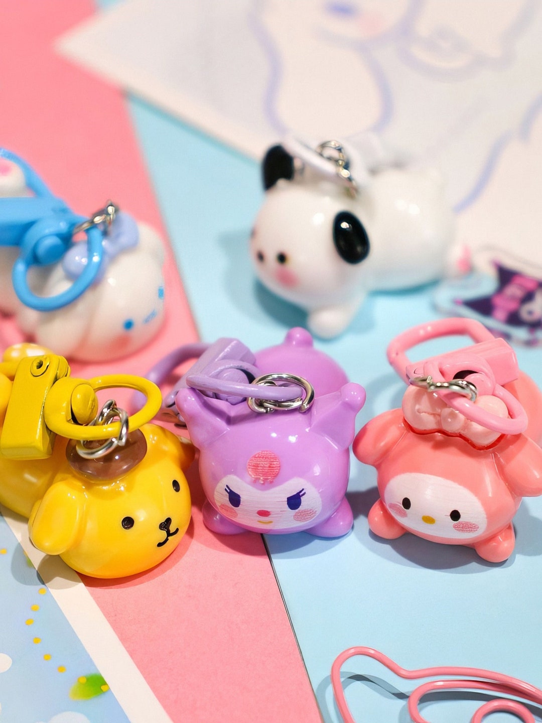 Kawaill Mini Cartoon Keychain, Cute Animal Shape Keyring for Schoolbag ...