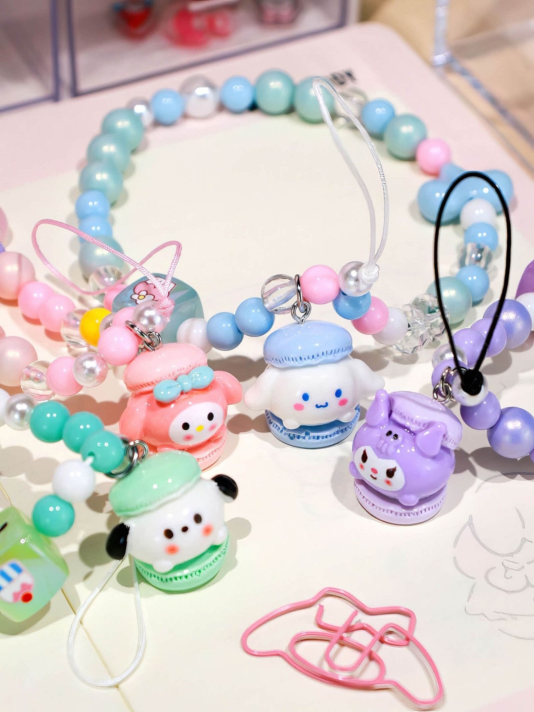 Cute Beaded Cell Phone Straps, Kawaii Creative Animal Pendant Charm ...