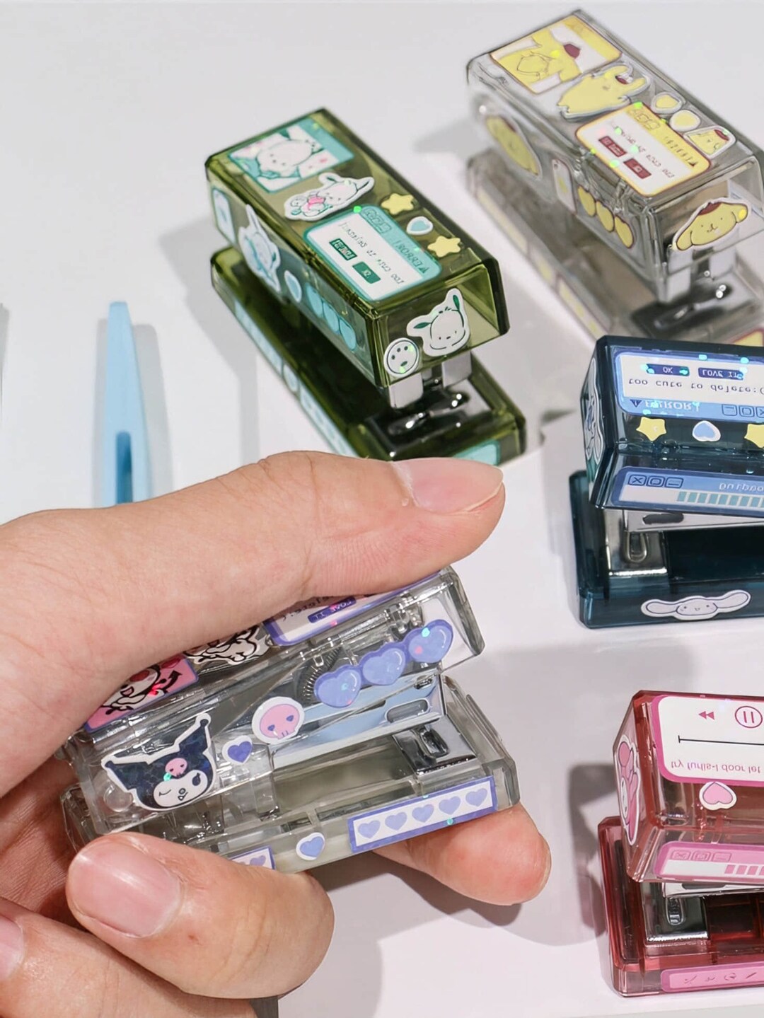 Clear Mini Stapler With Matching Stickers, Tweezers, and Staples, Cute ...