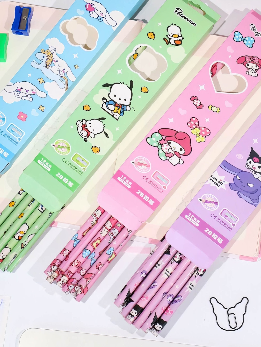Cute Pencil Set With Top Eraser and Sharpener, Kawaii Pencil for ...