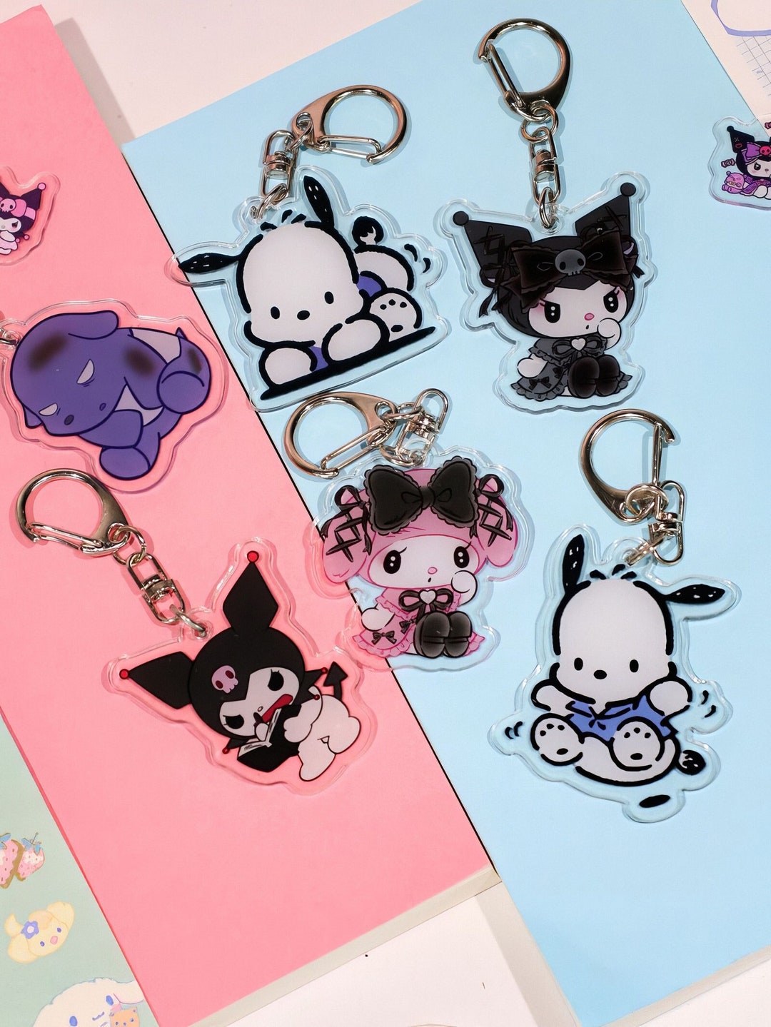 Cute Anime Cartoon Keychains, Mini Kawaii Adorable Acrylic Keyring Key ...