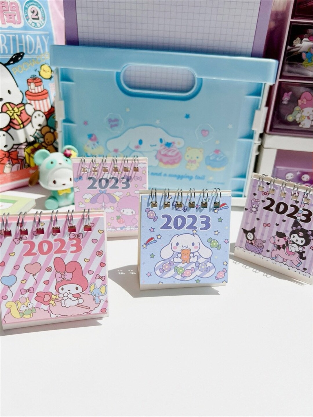 Cute Mini Desk Calendar Spiral Twin-wire Binding Calendar Kawaii Month ...