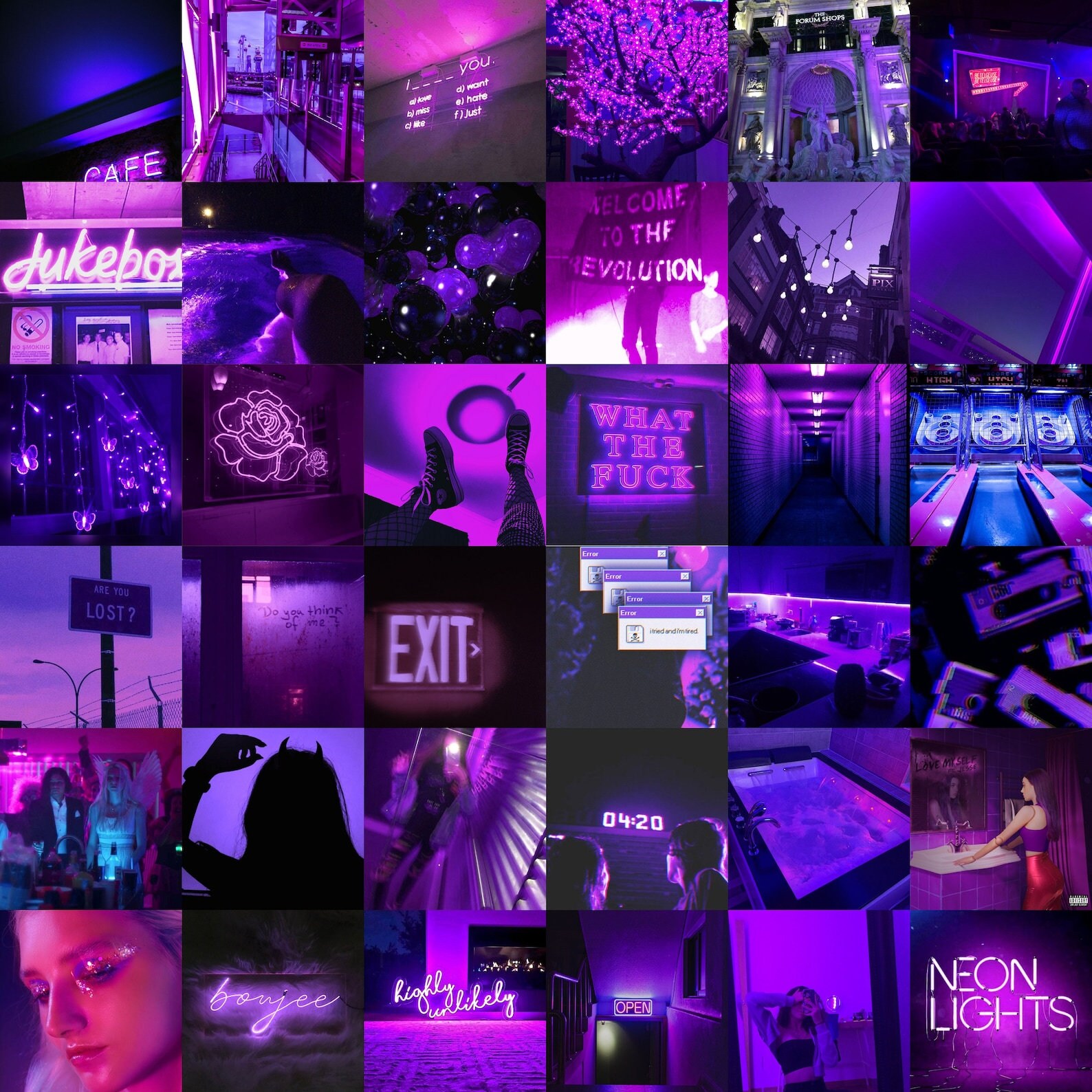 100pc Purple Photos Collage Kit - Etsy