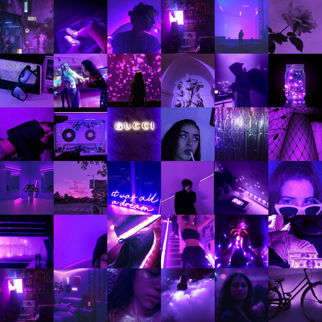 100pc Purple Photos Collage Kit - Etsy