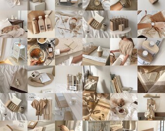Cream Beige Aesthetic Wall Collage Kit digital Download 100 Pcs Cream ...