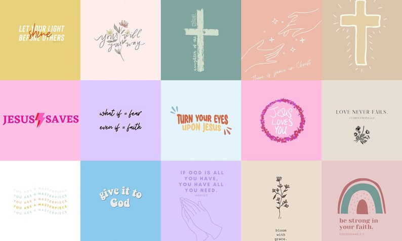 50pc Christian Bright Collage Kit - Etsy