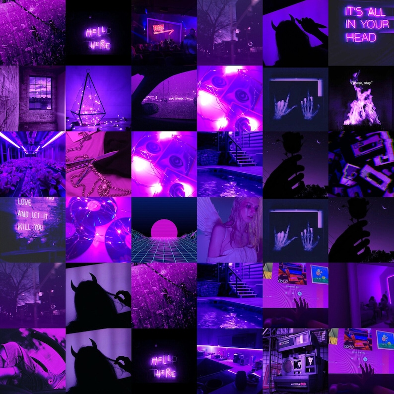 100pc Purple Photos Collage Kit - Etsy