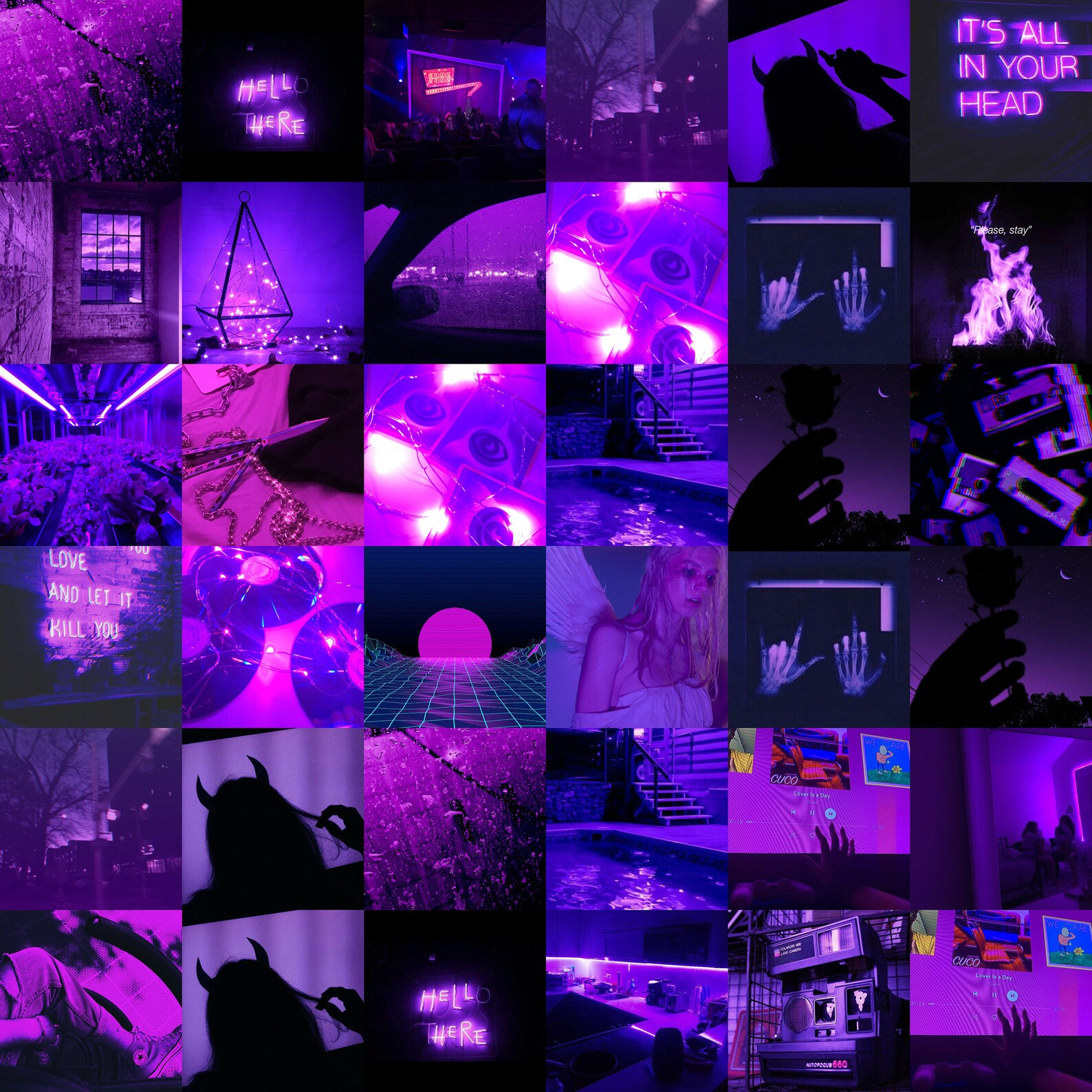 100pc Purple Photos Collage Kit - Etsy