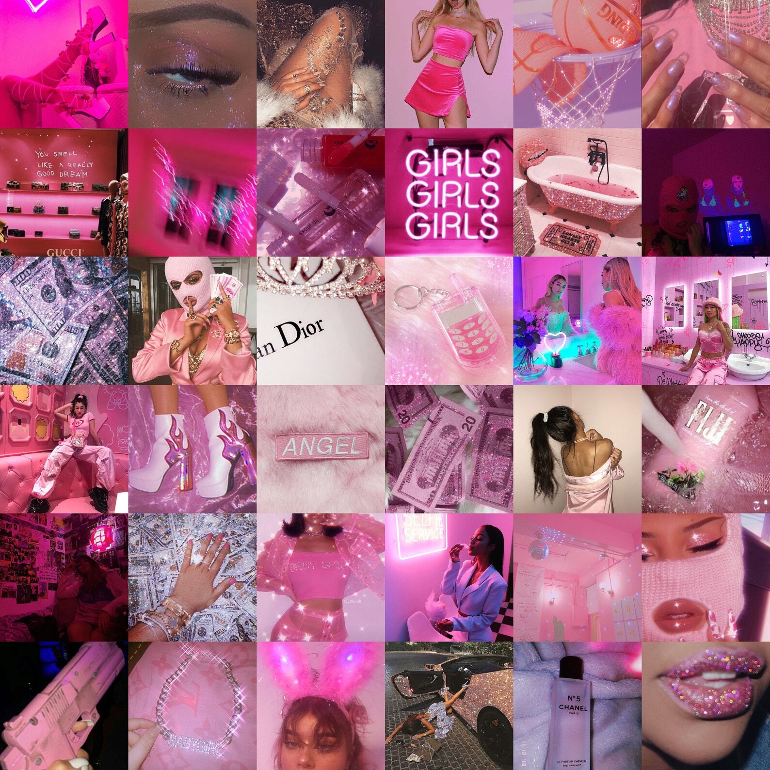 100pc Pink Boujee Wall Collage Kit - Etsy
