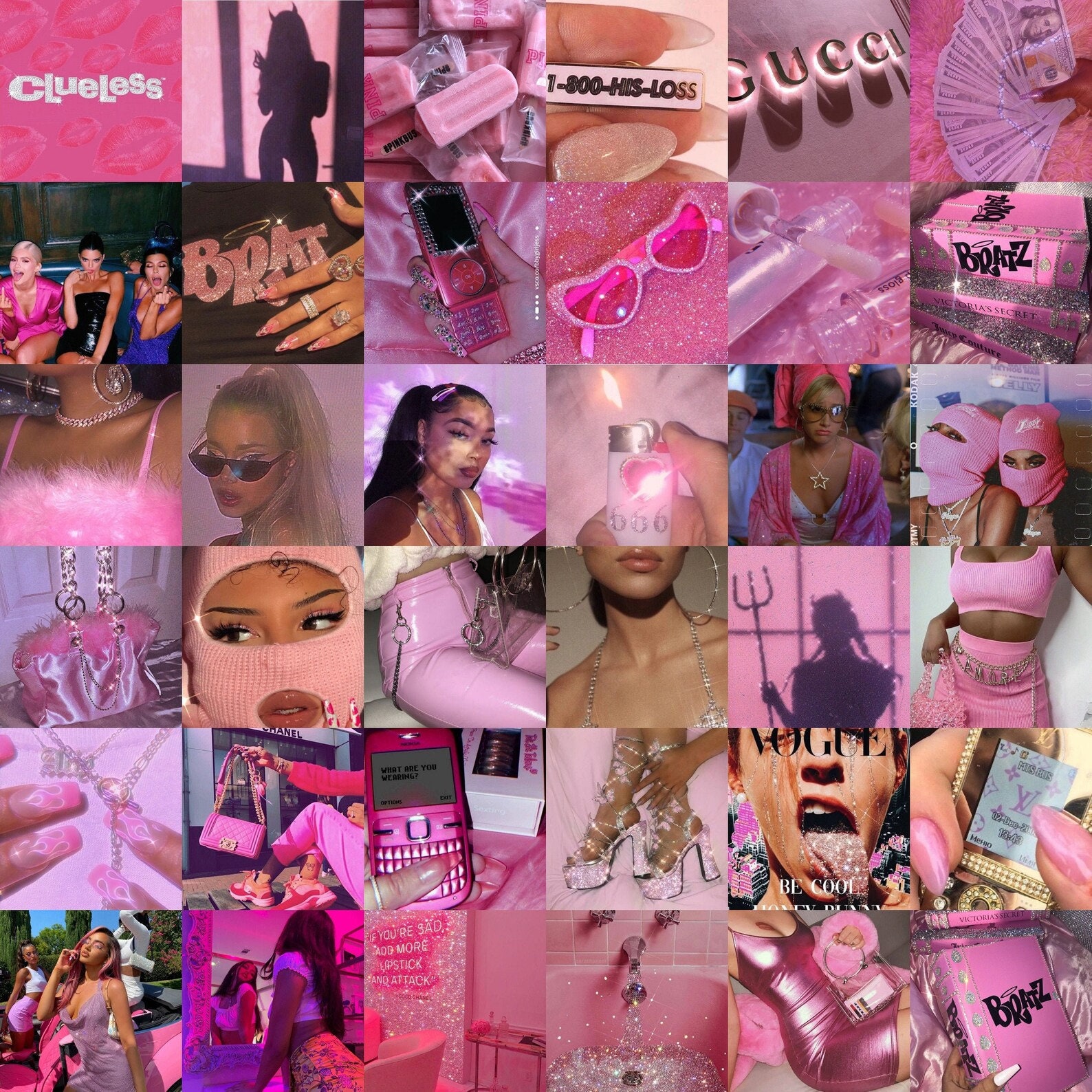 100pc Pink Boujee Wall Collage Kit - Etsy
