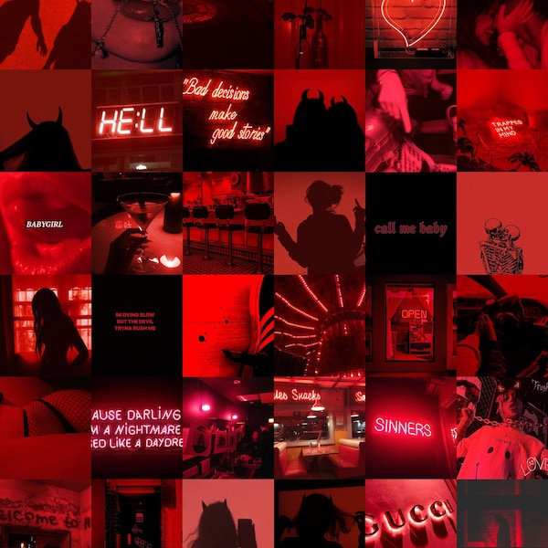 Red Wall Collage Kit - Etsy