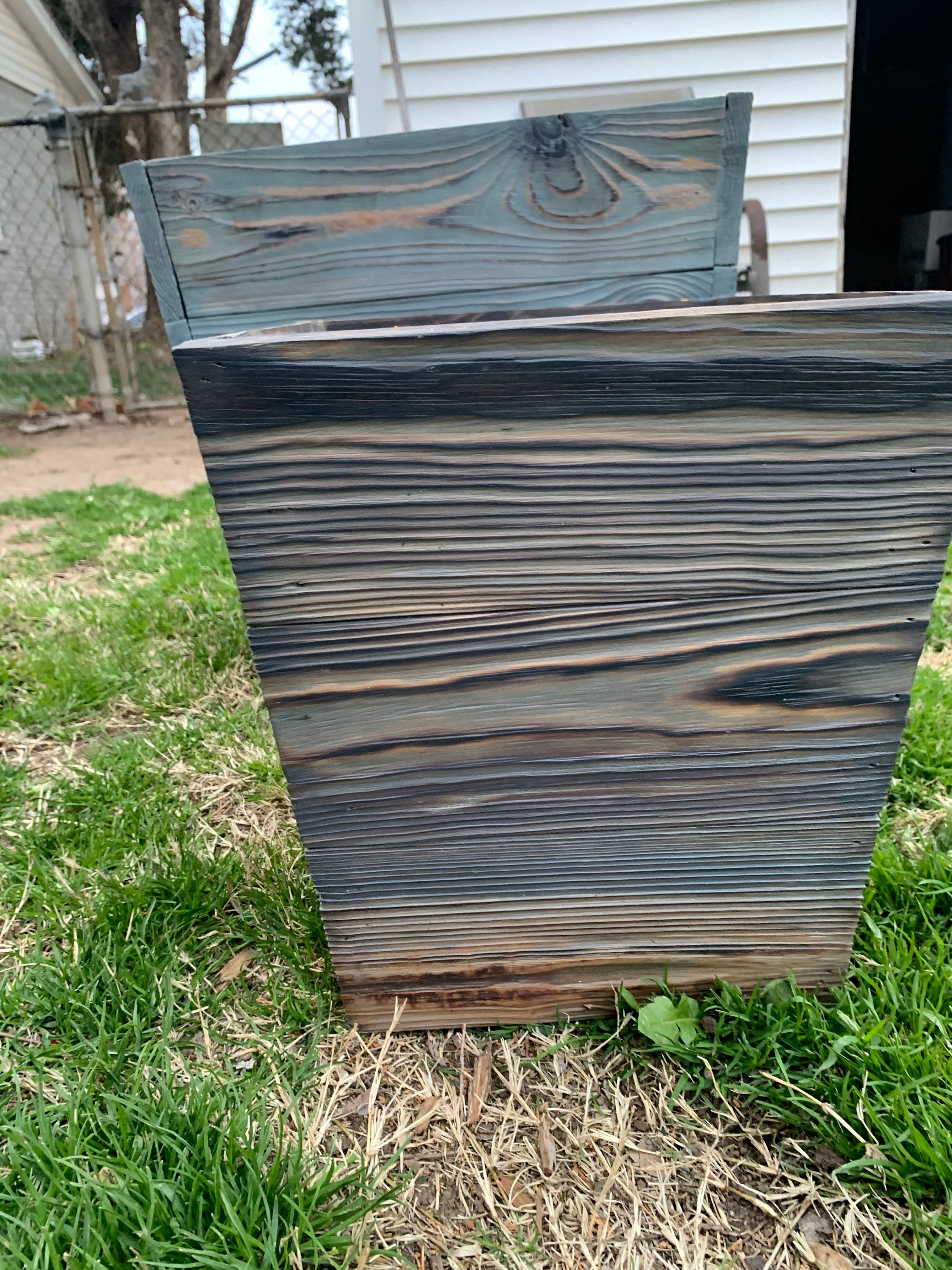 Shou Sugi Ban Wood Planter Box, Size Small Outdoor/indoor, Contemporary ...