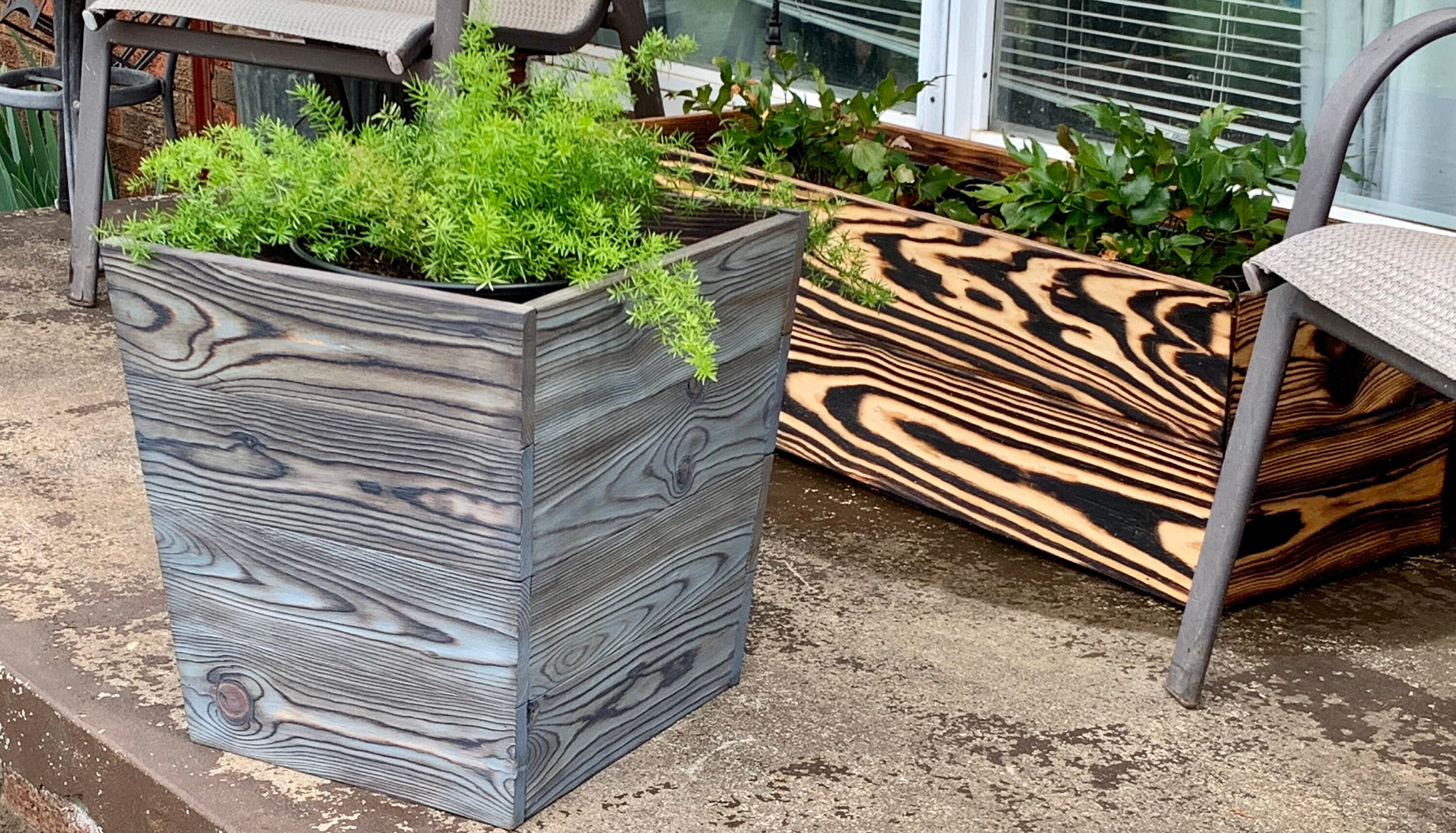 Shou Sugi Ban Wood Planter Box Size Large - Etsy