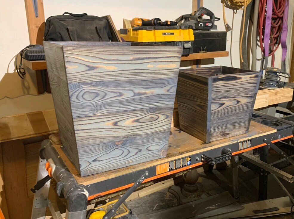 Shou Sugi Ban Wood Planter Box, Size Small Outdoor/indoor, Contemporary ...