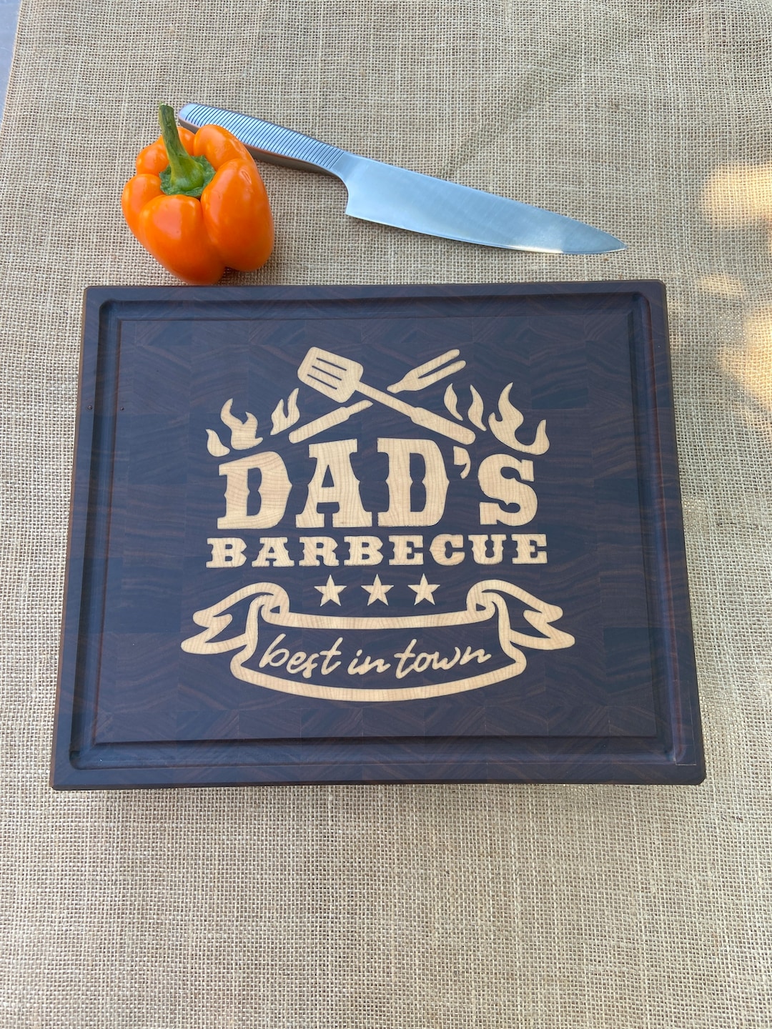 End Grain Cutting Board. Custom Inlay. Inlay Board for Dad. - Etsy