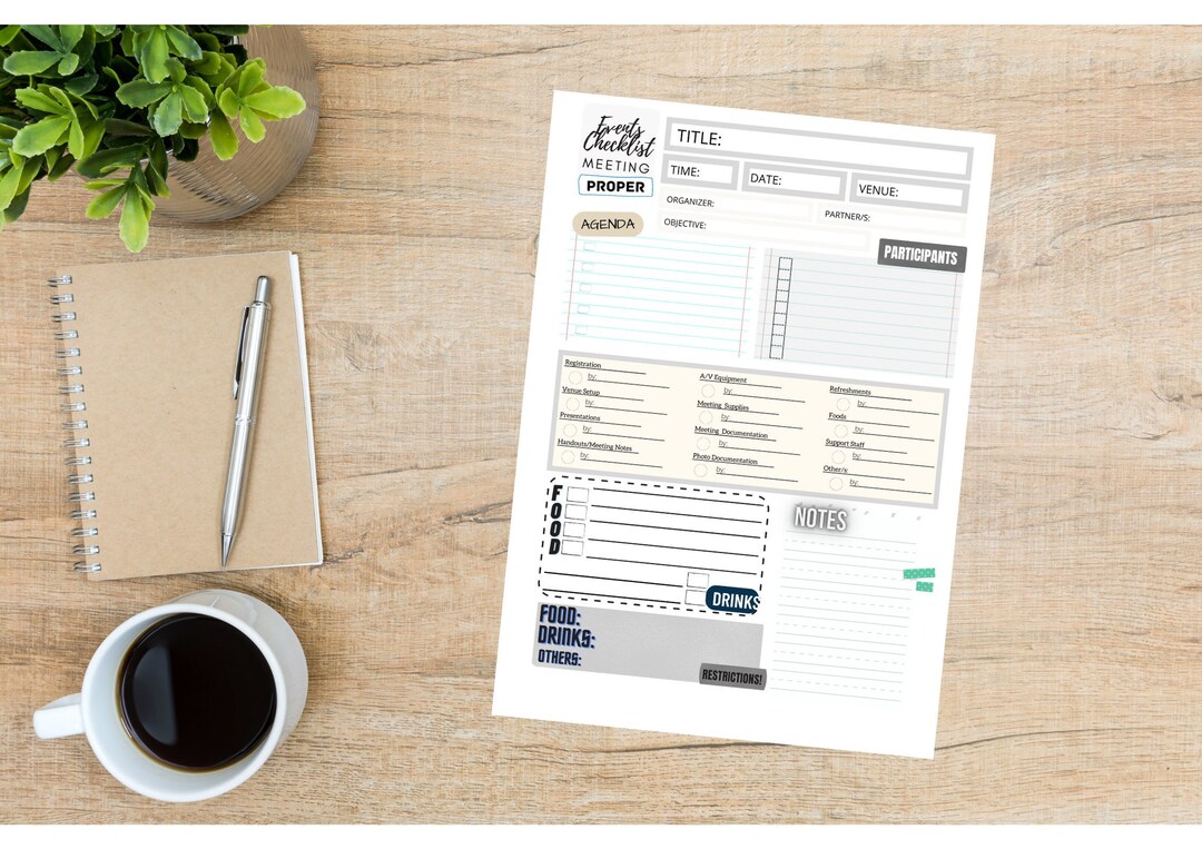 Printable Meeting Notes, More Gray, for Small Meetings, Highlights - Etsy