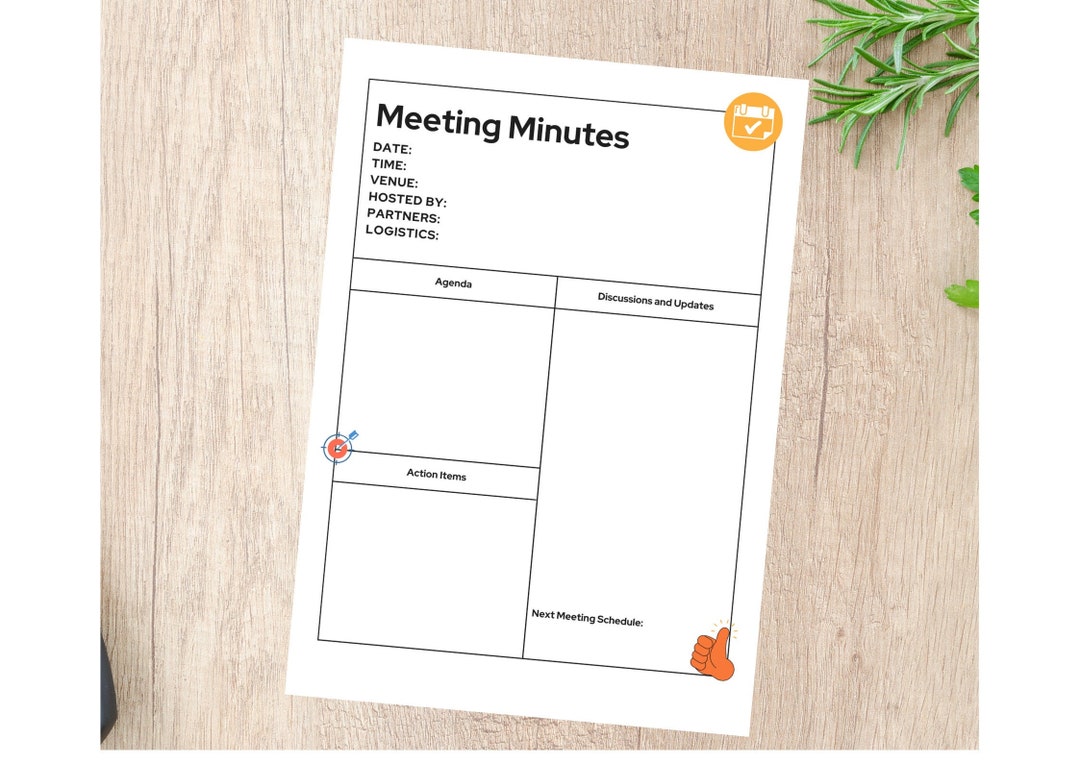 Printable Minutes of the Meeting Blank and Bordered, for Small Meetings ...