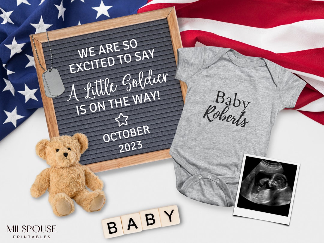 Editable Military Baby Announcement a Little Soldier is on the Way ...