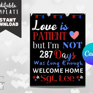 Editable Military Welcome Home Sign Back From Deployment - Printable ...
