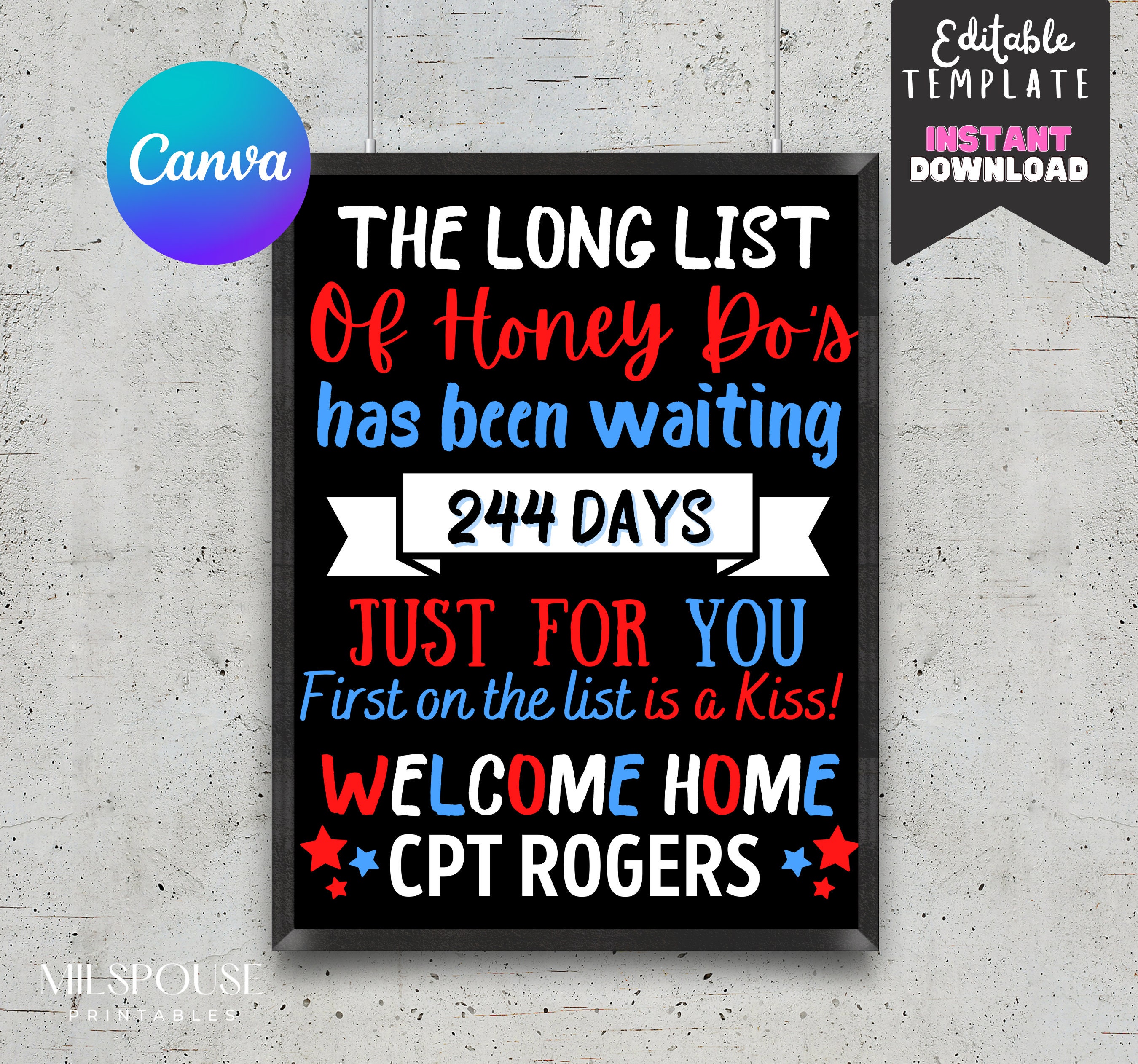 Editable Printable Military Homecoming Sign - Digital Welcome Home ...