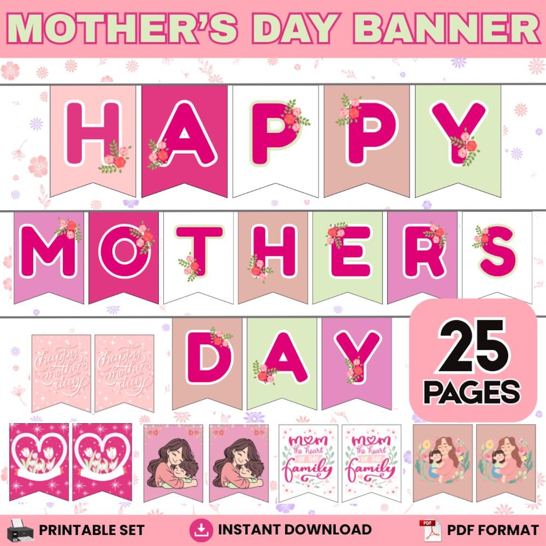 Printable Mothers Day Banner and Signs - Etsy