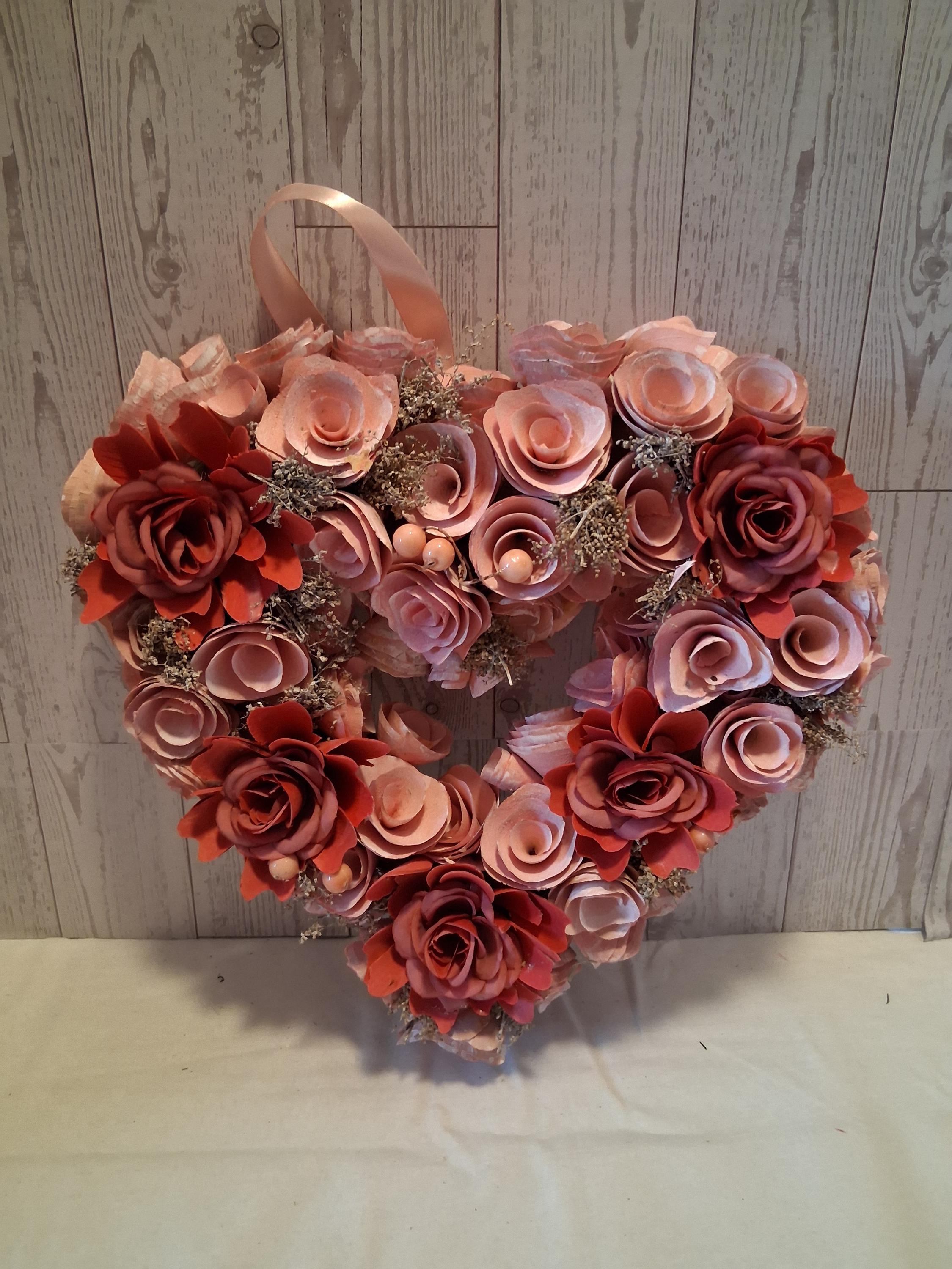 12 in Wooden Flower Heart Wreath - Etsy