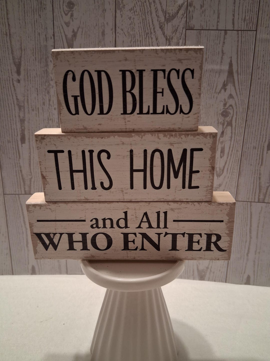 Rustic God Bless This Home Sign | Farmhouse Christian Wood Block Decor ...