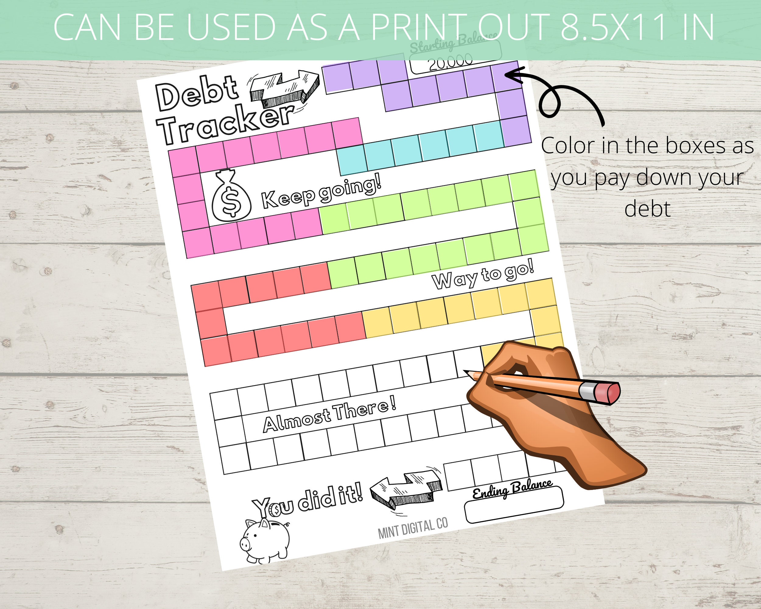 Debt Repayment Tracker, Coloring Page, Instant Pdf Download, Goodnotes ...