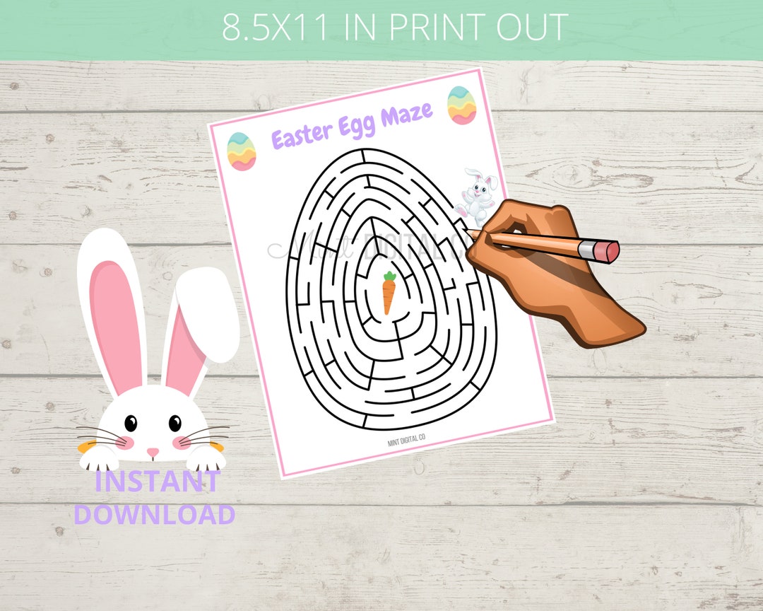 Easter Egg Maze, Kids Printable Activity, Instant Download, Family Fun ...