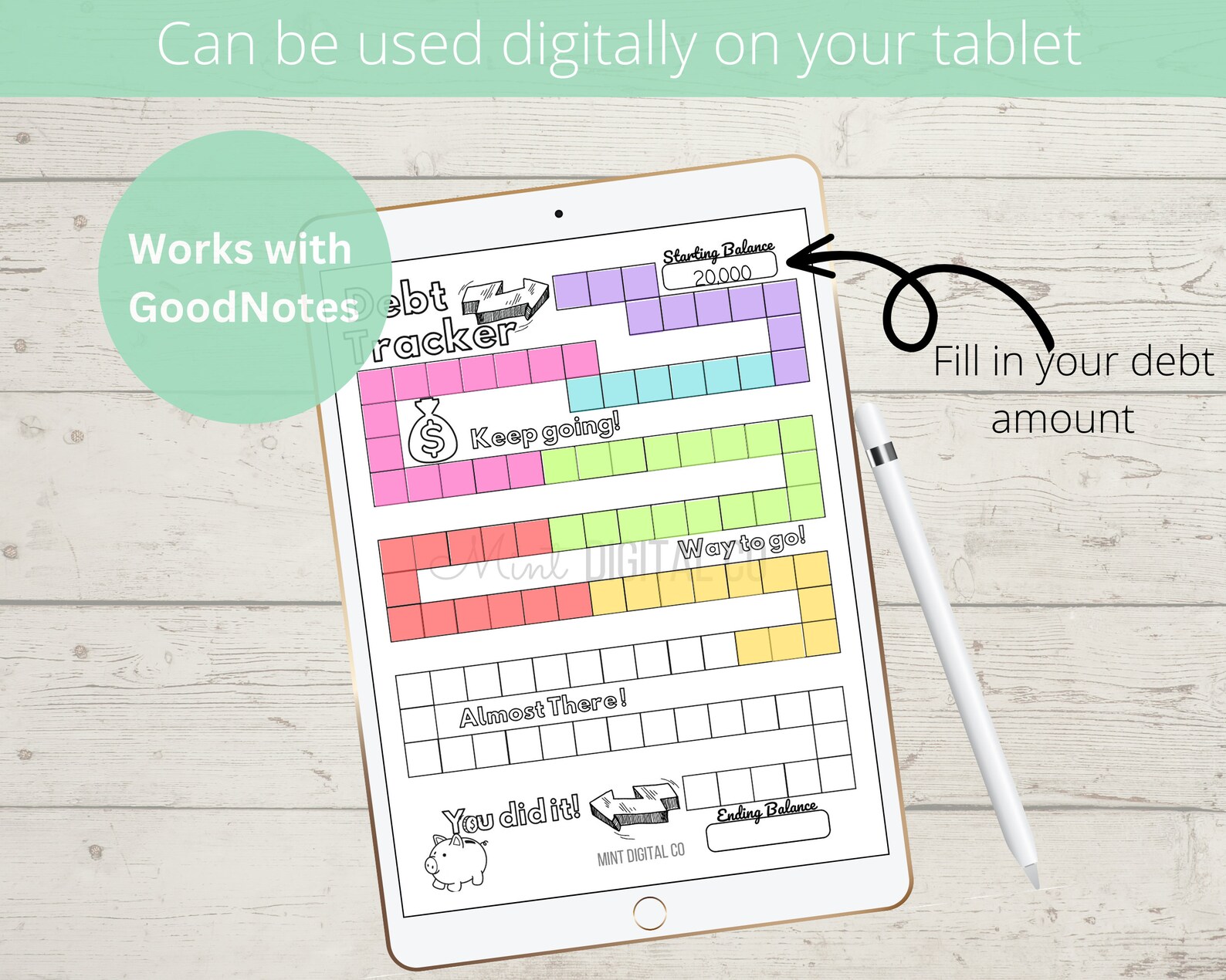 Debt Repayment Tracker, Coloring Page, Instant Pdf Download, Goodnotes ...