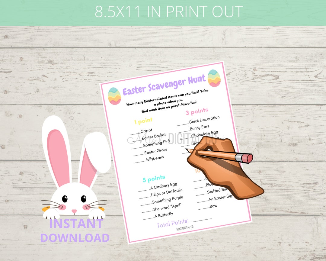 Easter Scavenger Hunt, Kids Activity, Easter Party Game, Digital ...