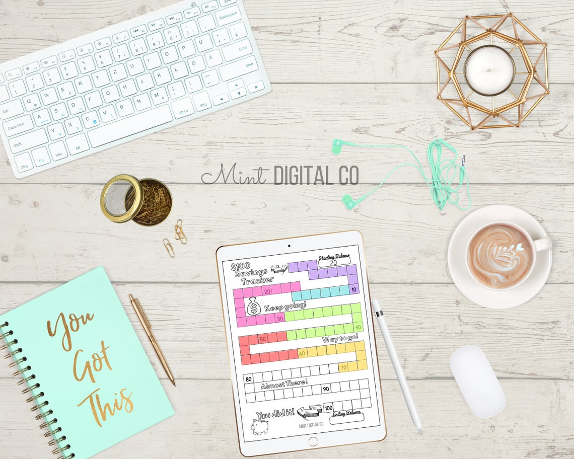 Kids Savings Tracker, One Hundred Dollars, Coloring Page, Instant Pdf ...