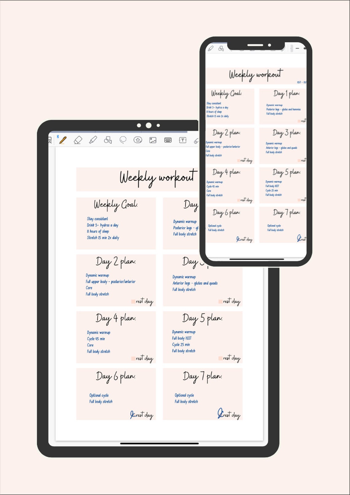 Weekly Workout Tracker, Weekly Workout Log, Exercise Tracker, Exercise ...