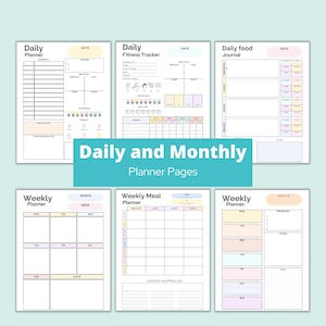 Wellness Planner: Fitness, Habit, Workout, Tracker Pages, Daily, Weekly ...