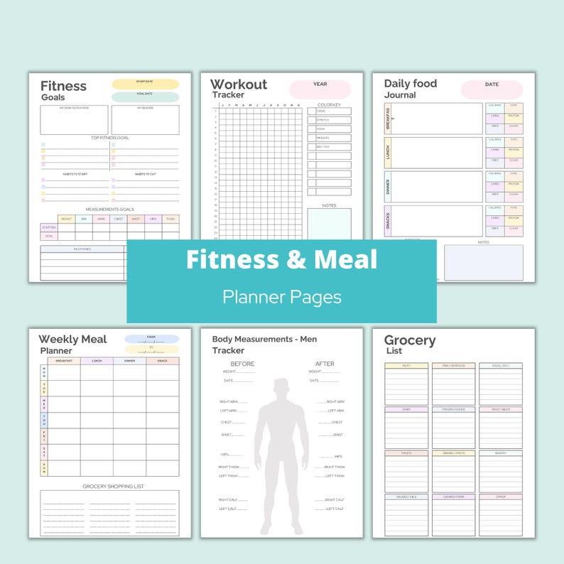 Wellness Planner: Fitness, Habit, Workout, Tracker Pages, Daily, Weekly ...