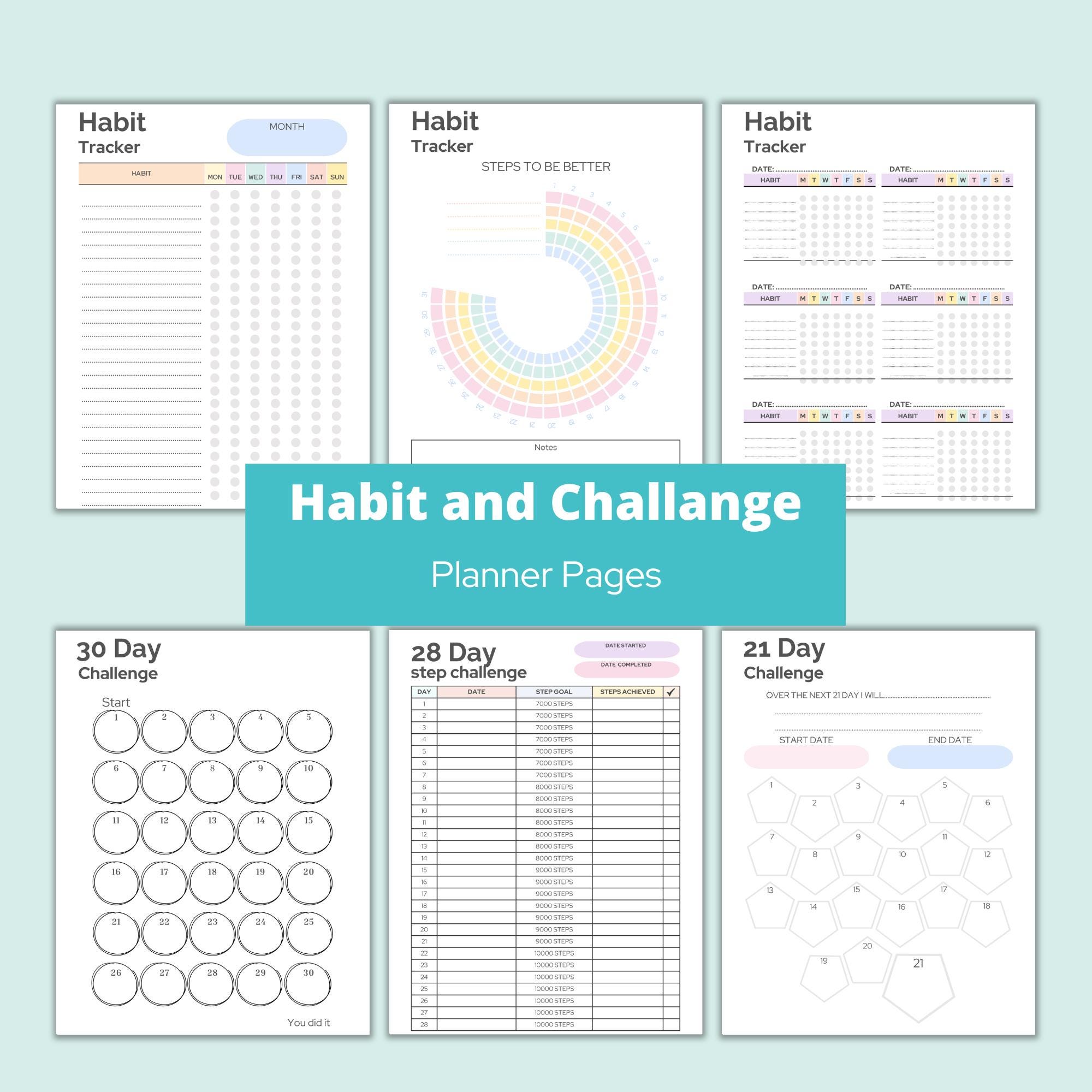 Wellness Planner: Fitness, Habit, Workout, Tracker Pages, Daily, Weekly ...