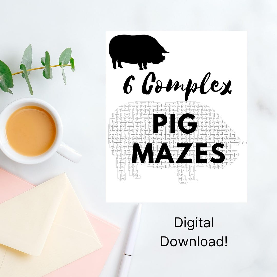 Complex Pig Maze: 6 Mazes Digital Download, Challenging Pig Maze, for ...