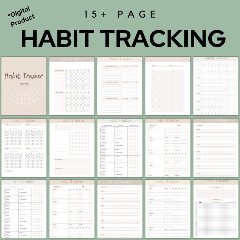 Habit Tracking Kit: 15 Plus Habit Tracking Printable Pages - Etsy
