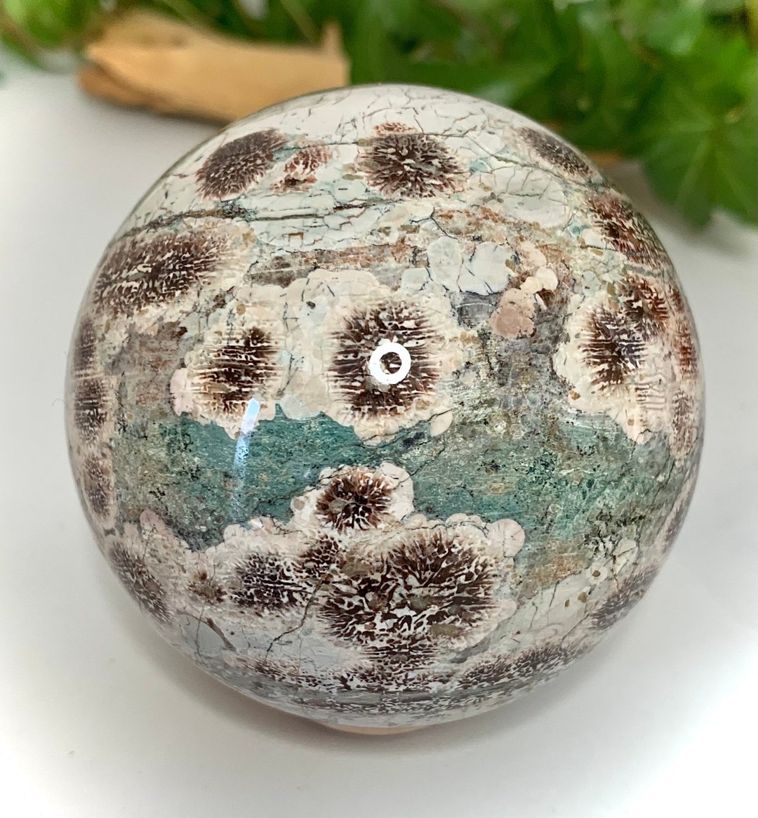 Green Flower Jasper Spheres Flower Rhyolite, Crystal Sphere With Stand ...