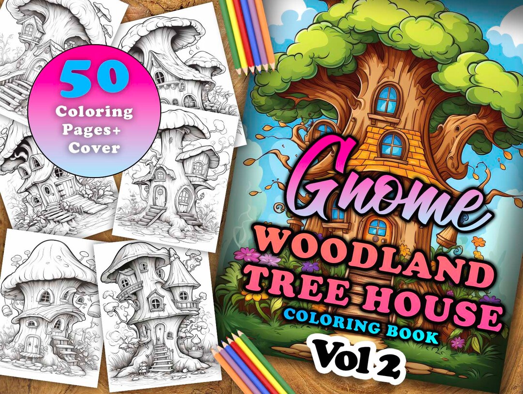 Gnome Woodland Tree House Vol 2 for Adults and Kids Grayscale Coloring ... Gnome Woodland Tree House Vol 2 for Adults and Kids Grayscale Coloring ...