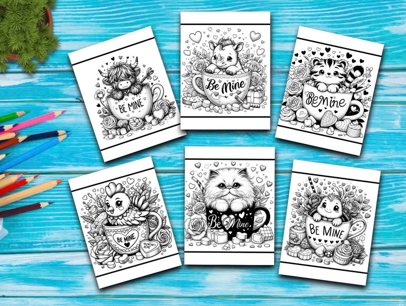 20 Valentines Day Animals Coloring Book, Printable Happy Valentines Day ...