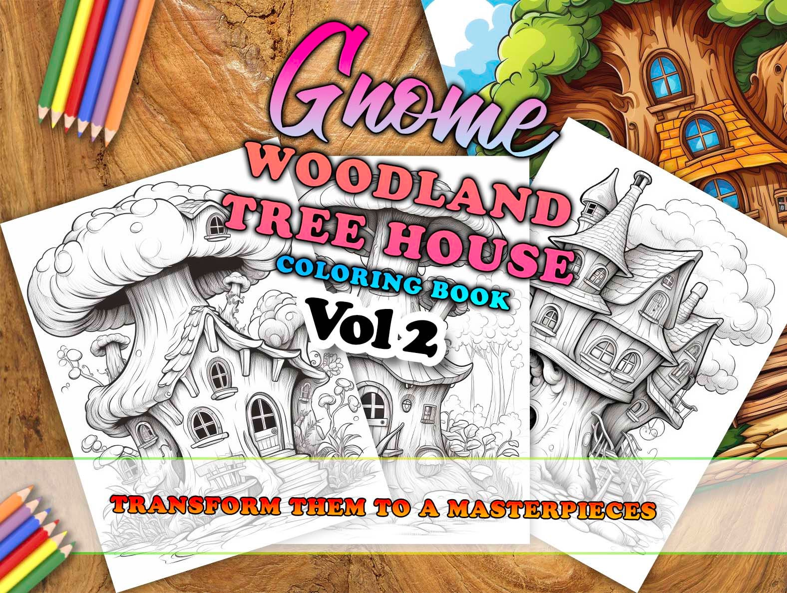Gnome Woodland Tree House Vol 2 for Adults and Kids Grayscale Coloring ... Gnome Woodland Tree House Vol 2 for Adults and Kids Grayscale Coloring ...
