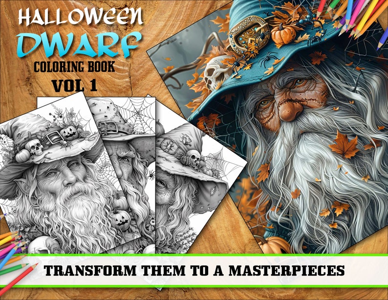 Halloween Dwarf Coloring Book - Vol 1 | 20 Spooky and Enchanting Pages ...