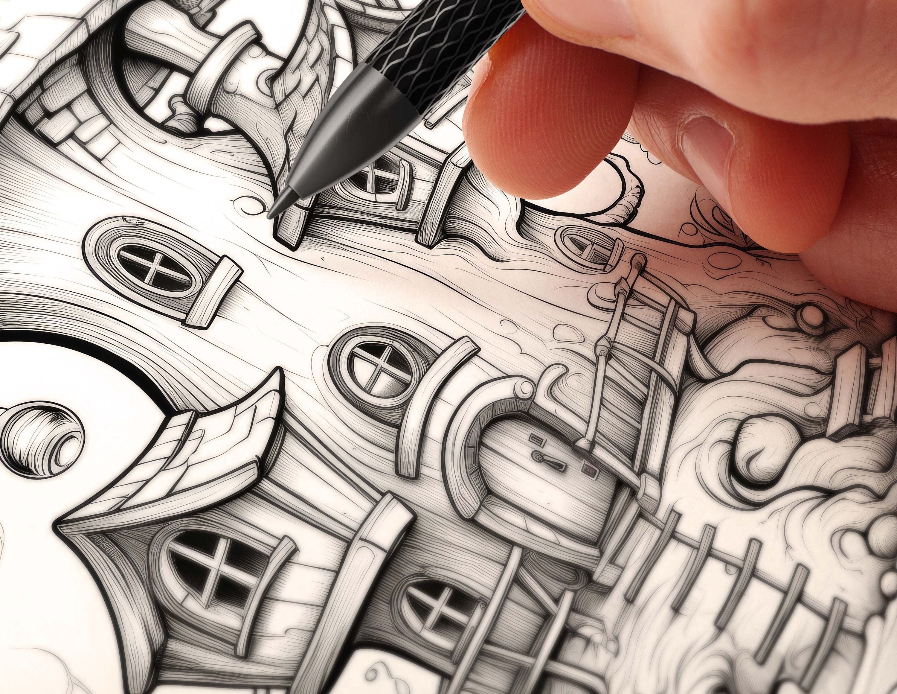 Gnome Woodland Tree House Vol 2 for Adults and Kids Grayscale Coloring ... Gnome Woodland Tree House Vol 2 for Adults and Kids Grayscale Coloring ...